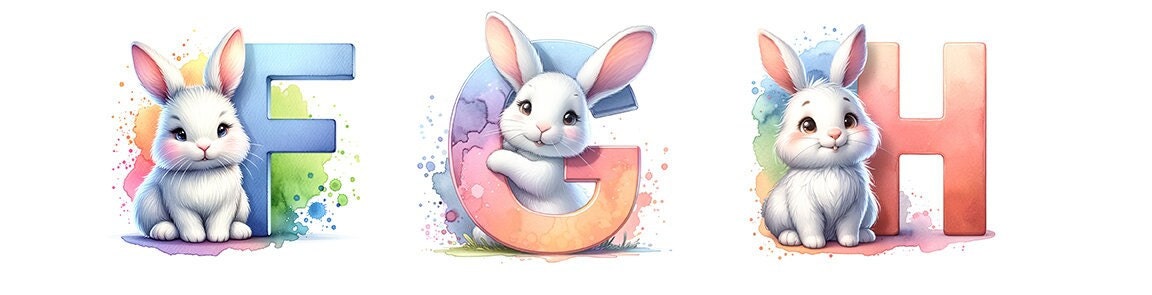 Cute Printable Alphabet Clip Art With Bunnies / Animal Alphabet ...