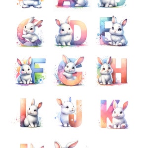 Bunny Alphabet Clip Art, Kindergarten ABC (digital Download) - Etsy
