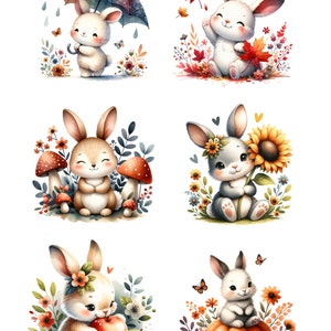 Autumn Bunny Digital Files Cute Bunny Clip Art Printable Rabbit - Etsy