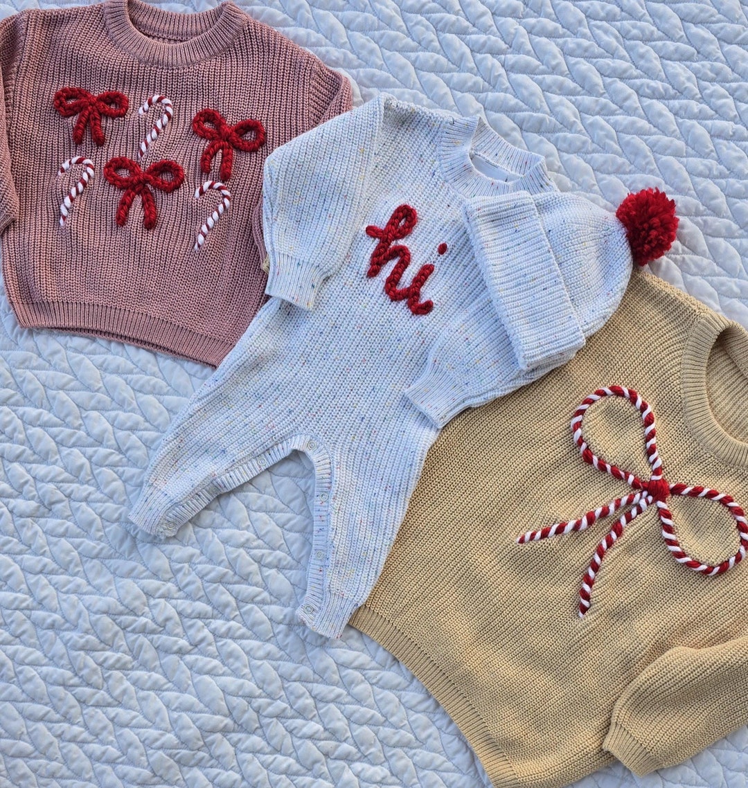 Custom Hand Embroidered Christmas Sweaters for Boy or Girl Personalized ...