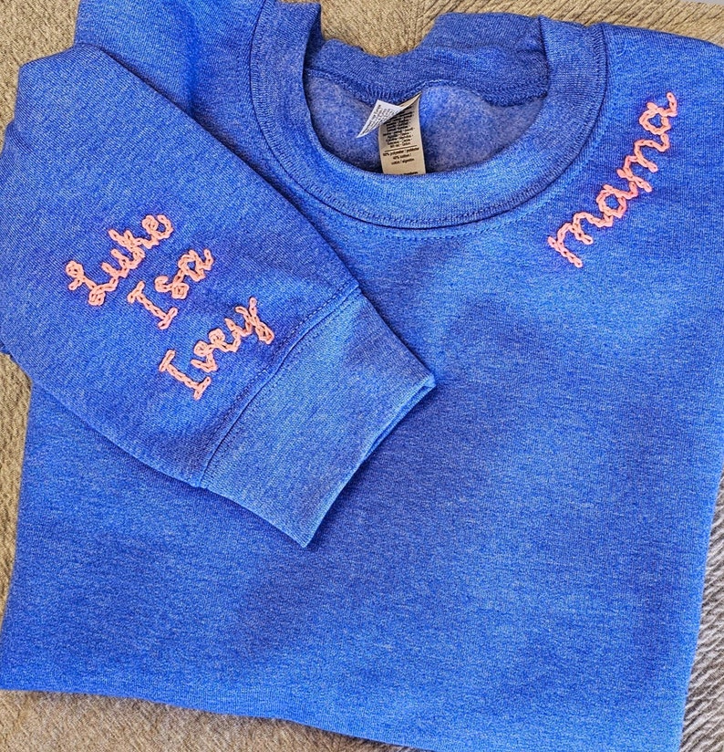 Mama Sweatshirt Chain Stitch Embroidery Custom Hand Embroidered ...