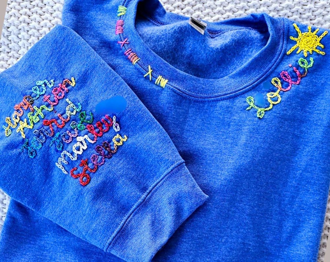 Custom Hand Embroidered Mama Sweatshirt | Chain Stitch Gift - Etsy