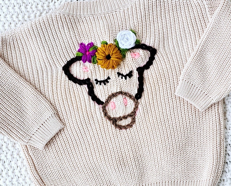 Custom Hand Embroidered Knit Cardigan Party Theme Hand Embroidered Hand ...