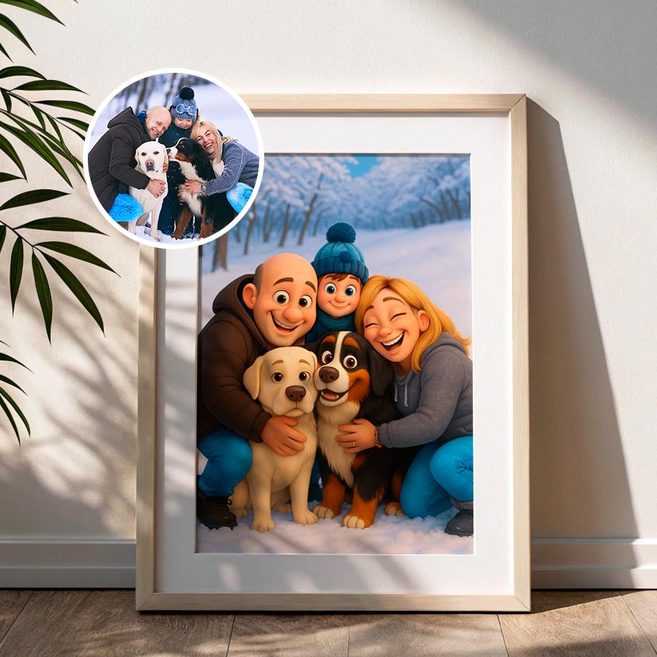 Pixar Style Family Portrait: Custom Cartoon Illustration (digital ...