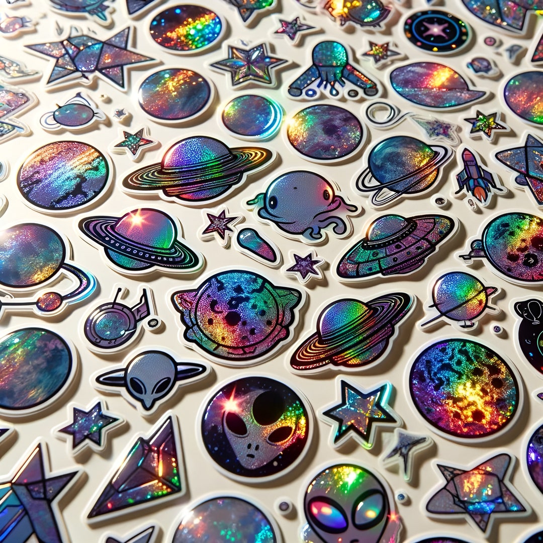 UFO Holographic Stickers Astro Alien Encounter: Sticker Set for Cosmic ...