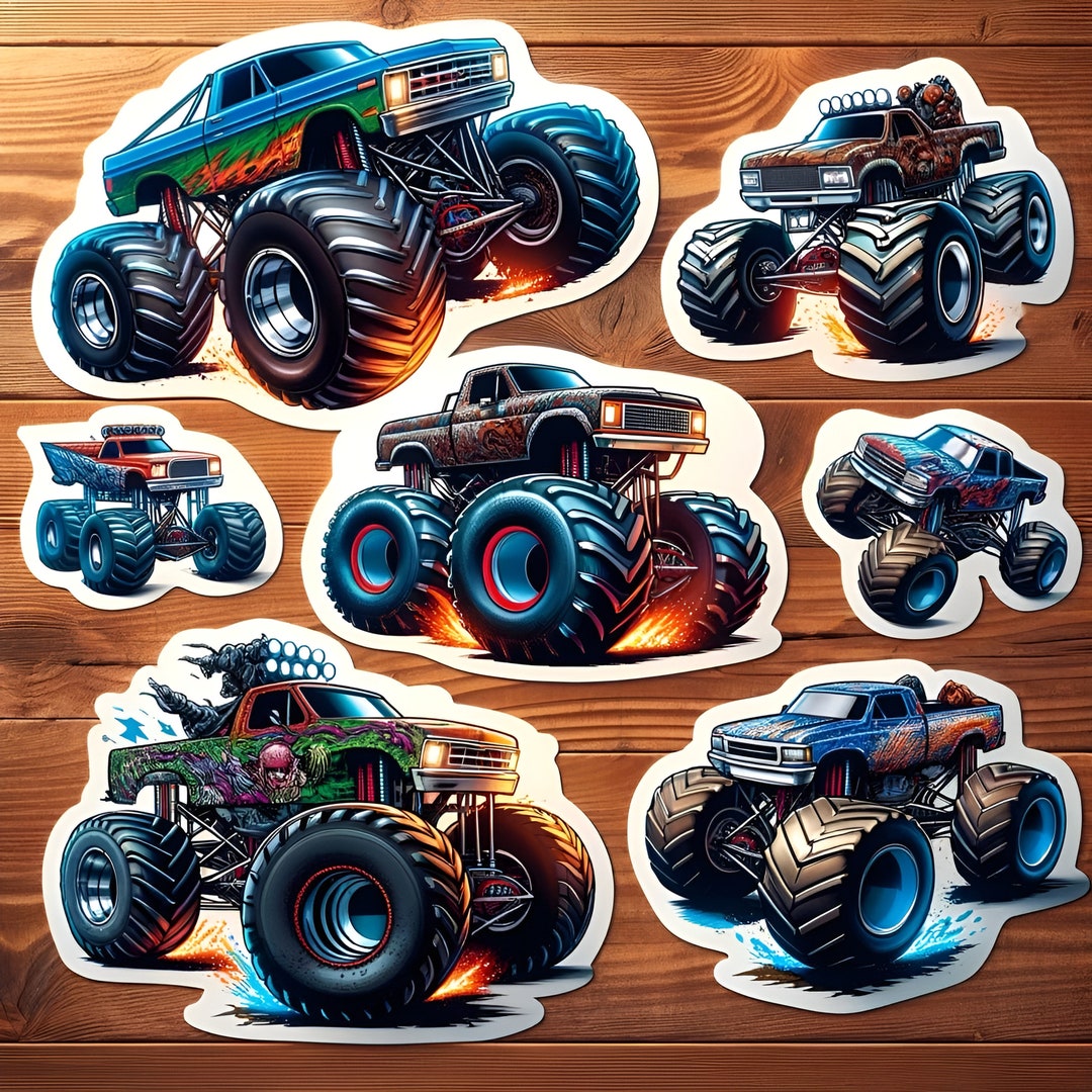 Monster Truck Stickers, Jam Stickers: Waterproof Stickers Laptop ...