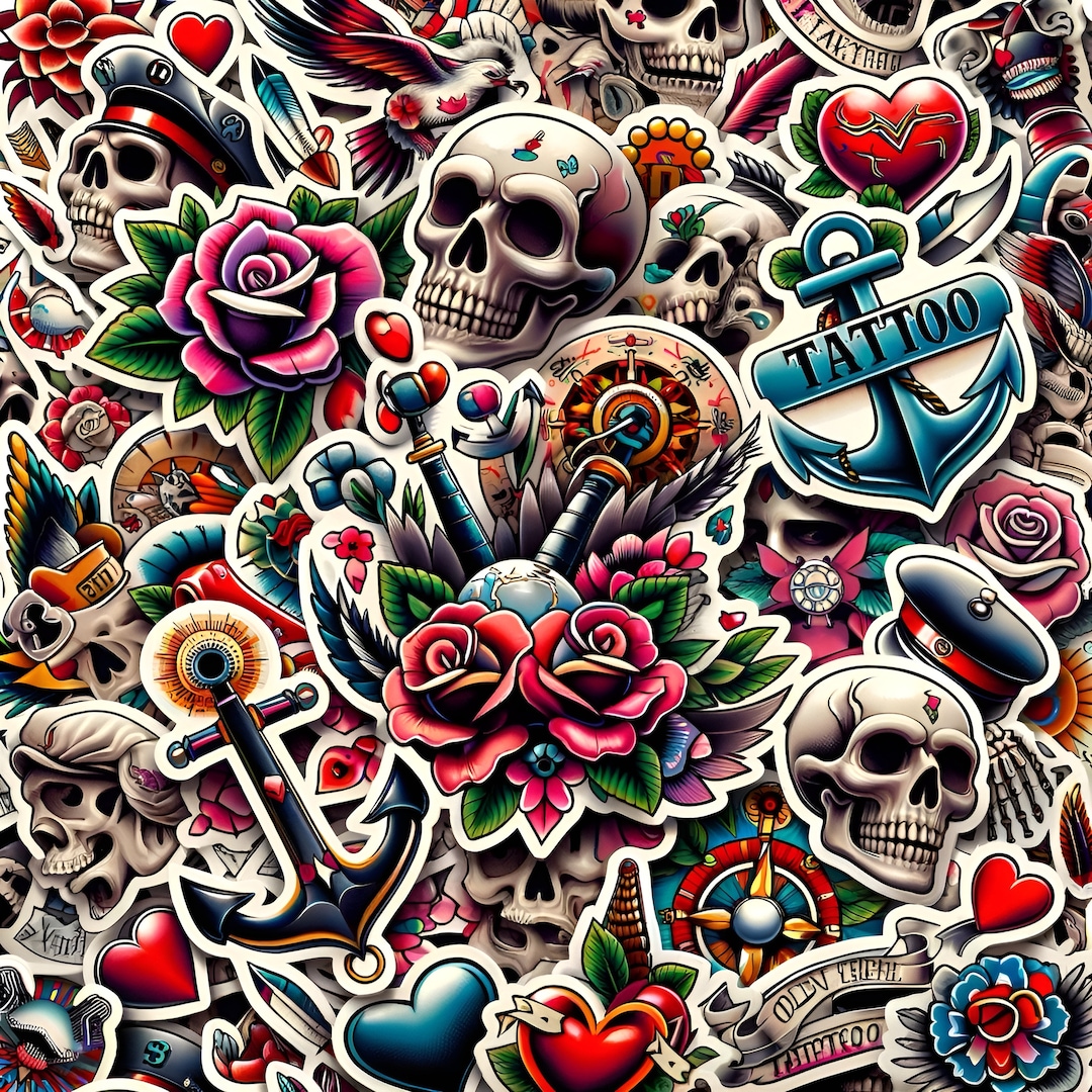 Old School Stickers. Inked Traditions: Random Old School Tattoo ...