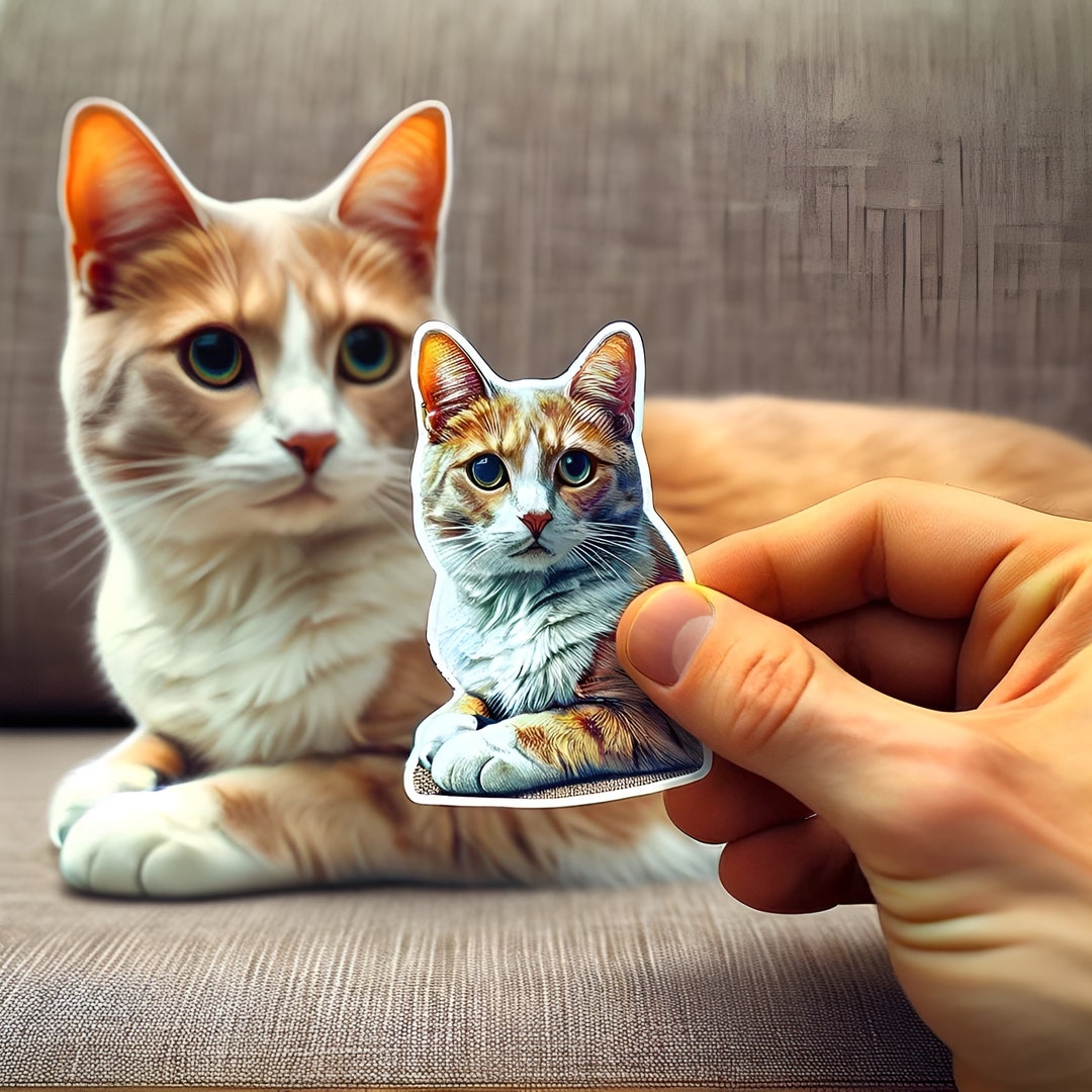 Personalized Cat Stickers Hand Drawn Custom Pet Sticker, Custom Cat ...
