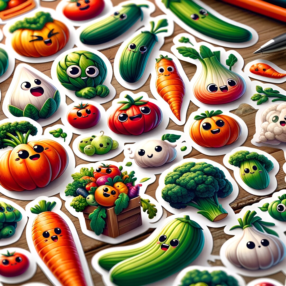 Handmade Cartoon Vegetables Laptop and Guitar Stickers: Customizable ...