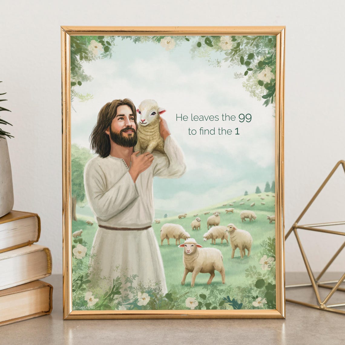 Jesus and the Lost Sheep Art the Good Shepherd, Biblical Parable Print ...