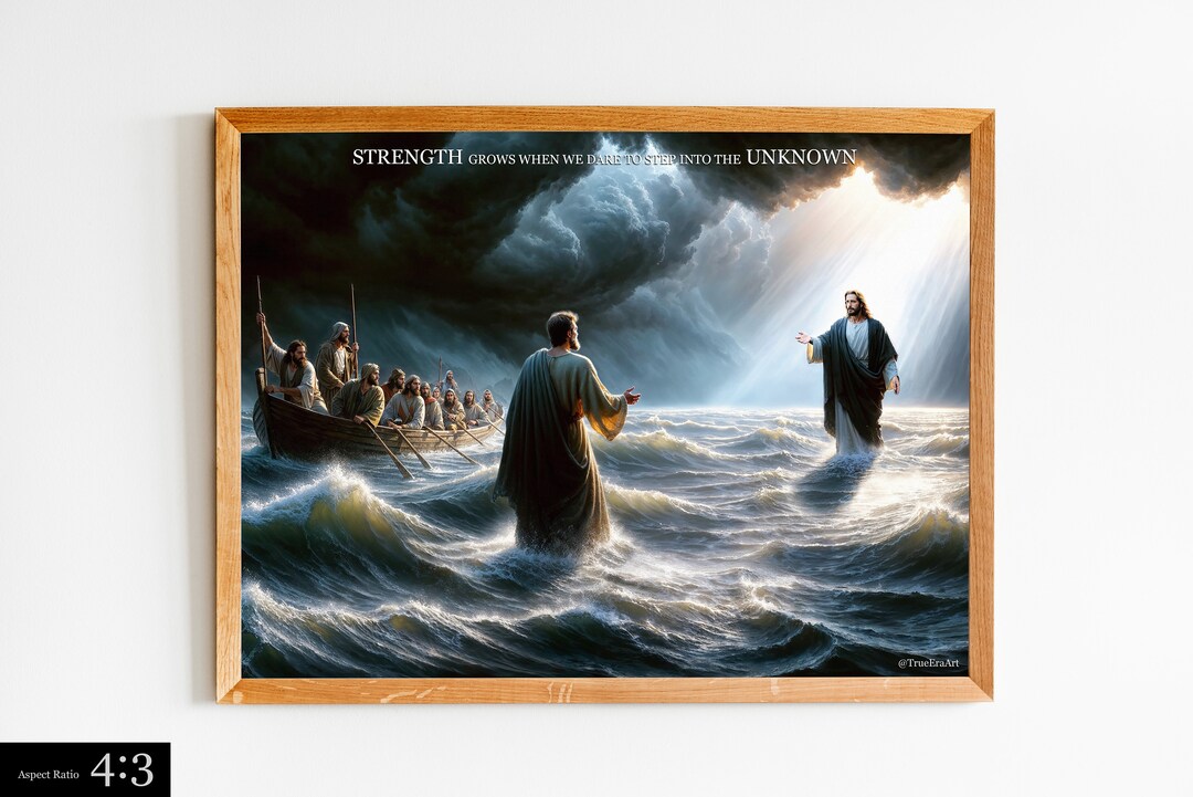 Faith Over Fear Jesus Beckons Peter Art, Stormy Sea Encounter ...