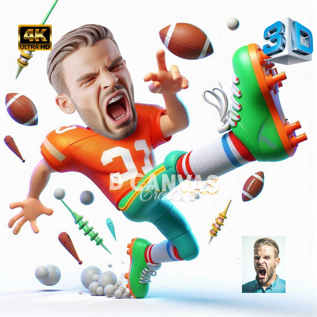 Custom 3D Caricature, Funny Rugby Player Gift, Party Gift for Male ...