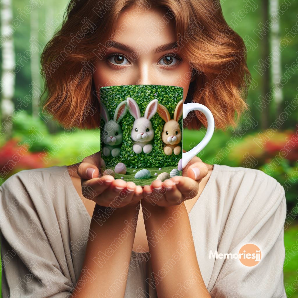 3D Rabbits Peeking Out of A Hole in the Wall, Easter Mug Wrap Bundle ...