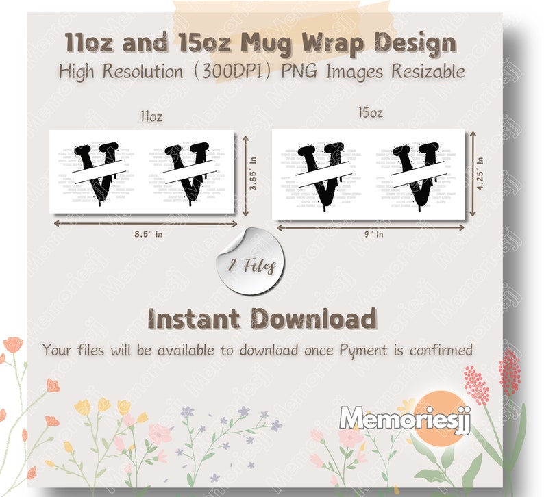 Personalized Name and Initial Mug Wrap, Women and Men Custom Design ...