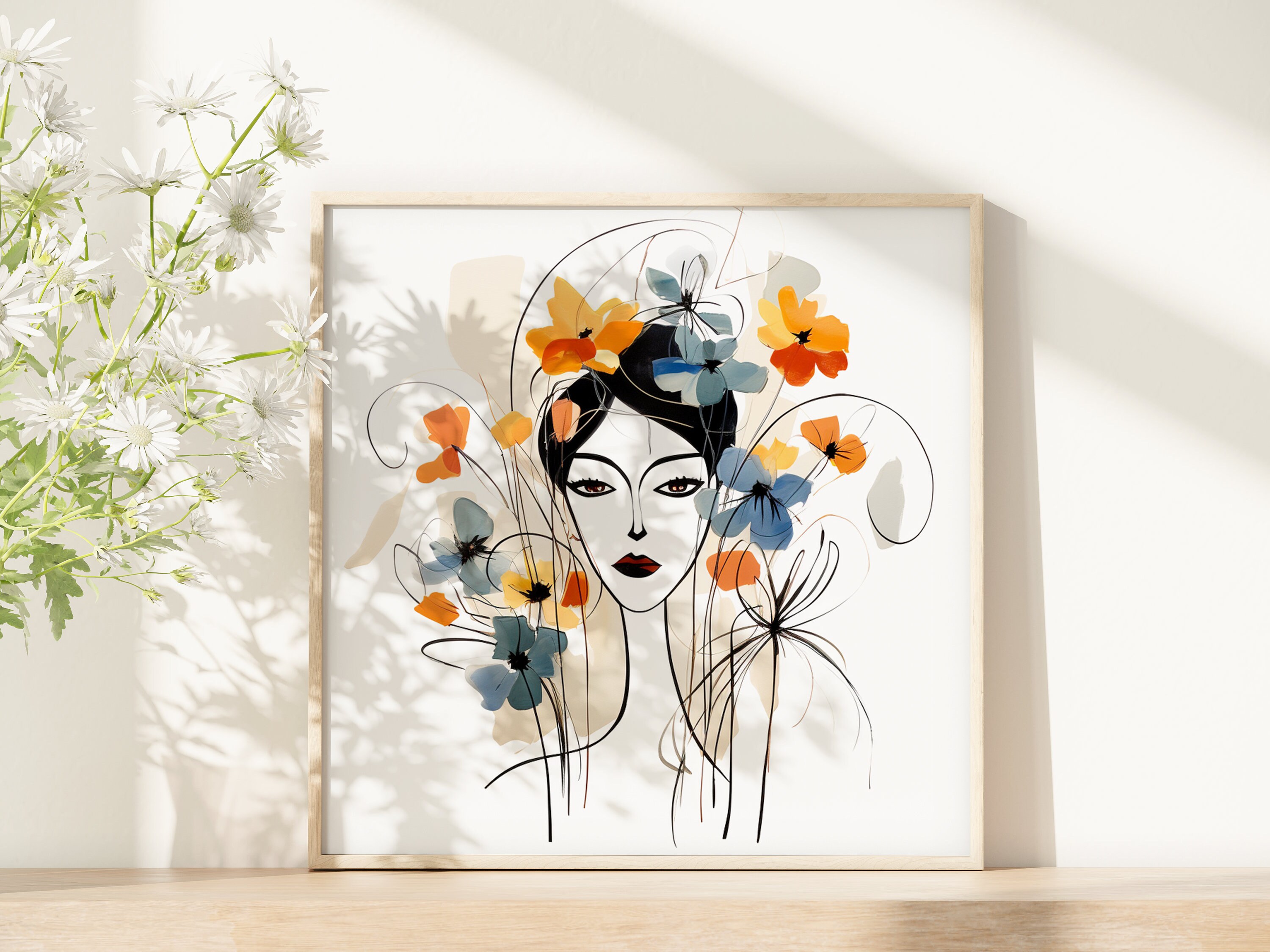Female Face Digital Art Print, Printable Digital Download, Art Poster ...