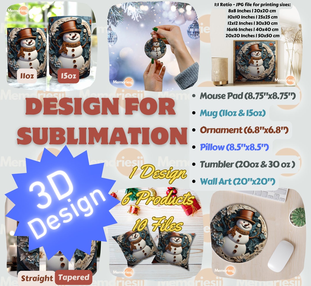 3D Snowman Sublimation Design Bundle Celebrate Christmas With Our ...