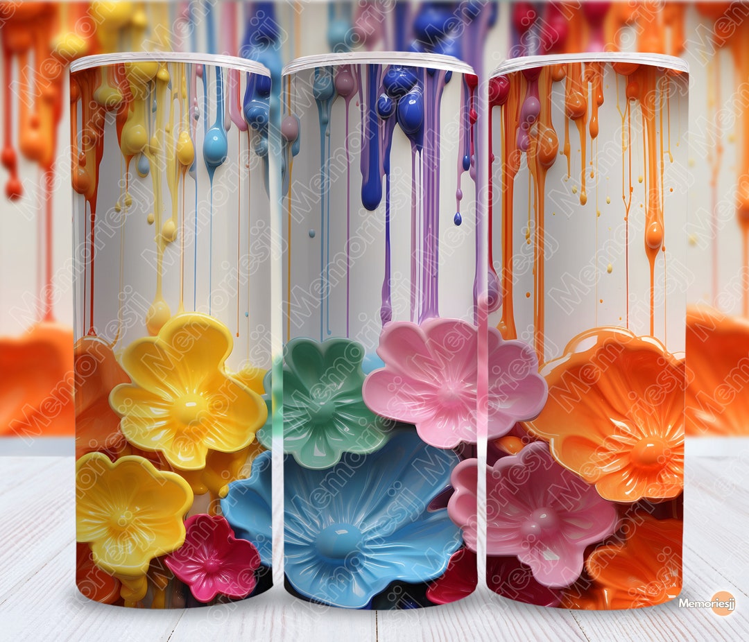 Dripping Paint Design Tumbler Template, 20oz Skinny Tumbler Sublimation ...