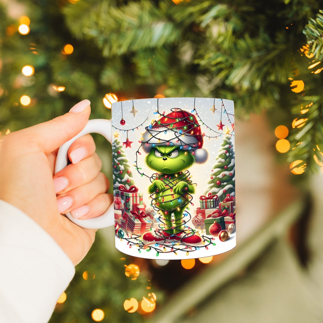 Cute Grinch Mug Wrap 11oz &15oz Coffee Mug Wrap Christmas Mug Wrap ...