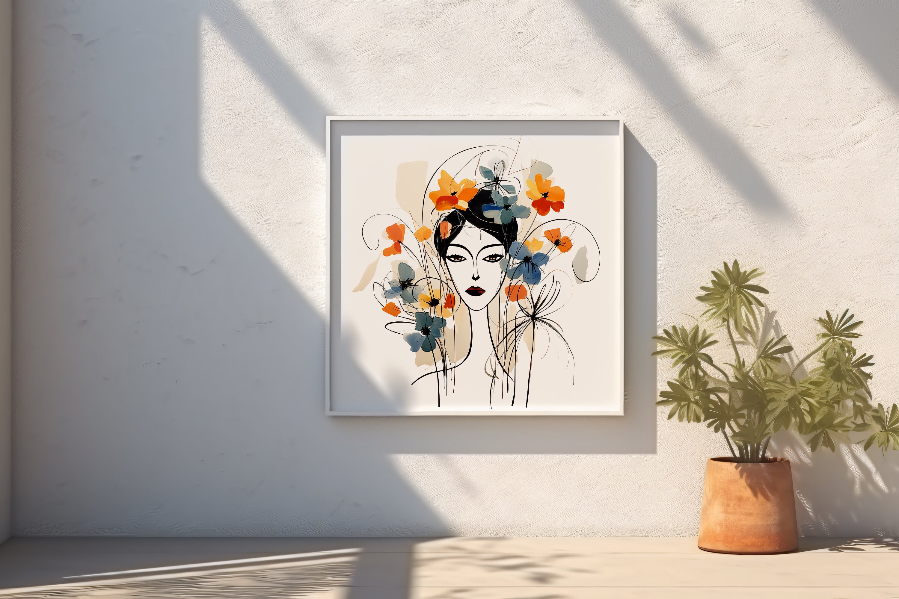 Female Face Digital Art Print, Printable Digital Download, Art Poster ...