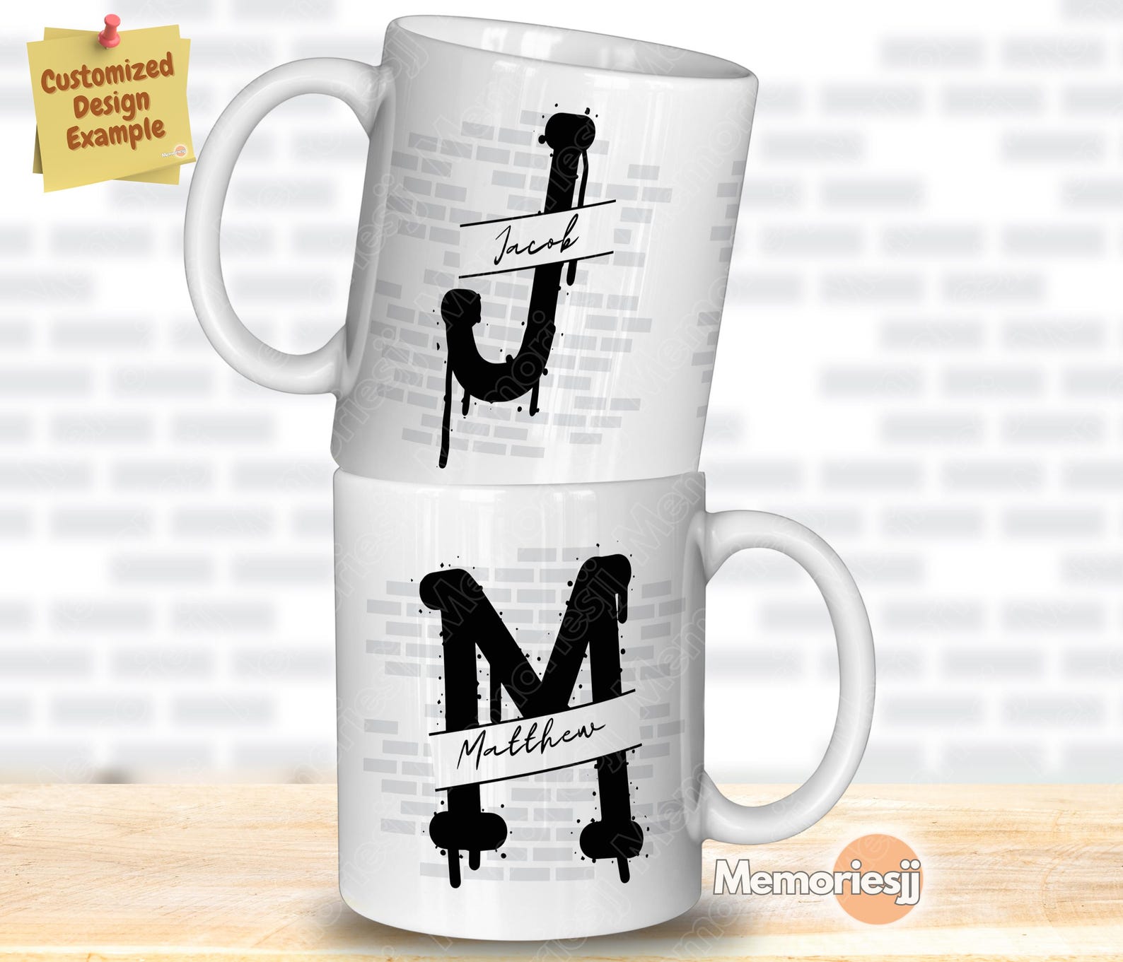 Personalized Name and Initial Mug Wrap, Women and Men Custom Design ...