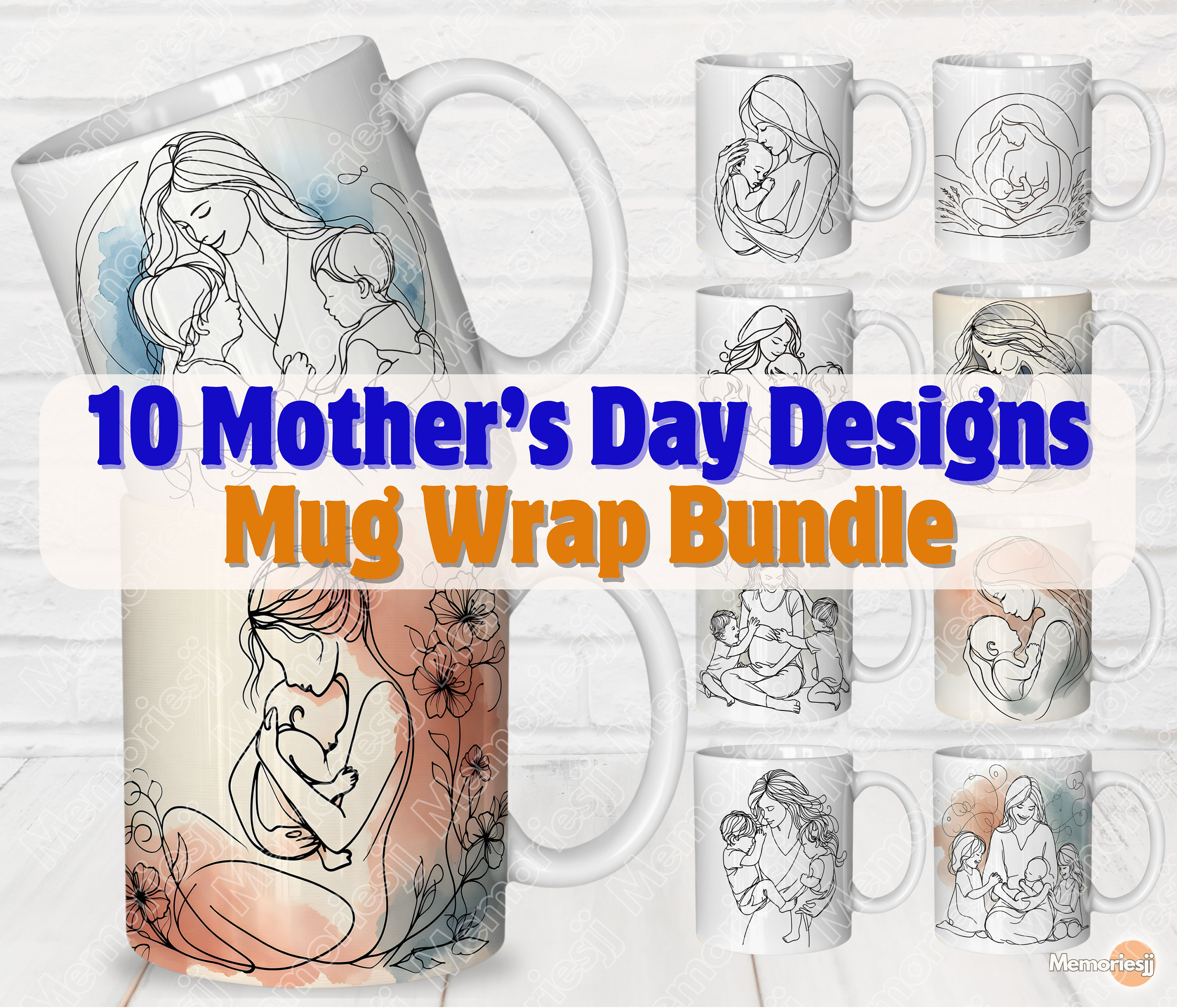 Mother's Day Mug Wrap Bundle, Maternal Love Sublimation Designs 15oz ...