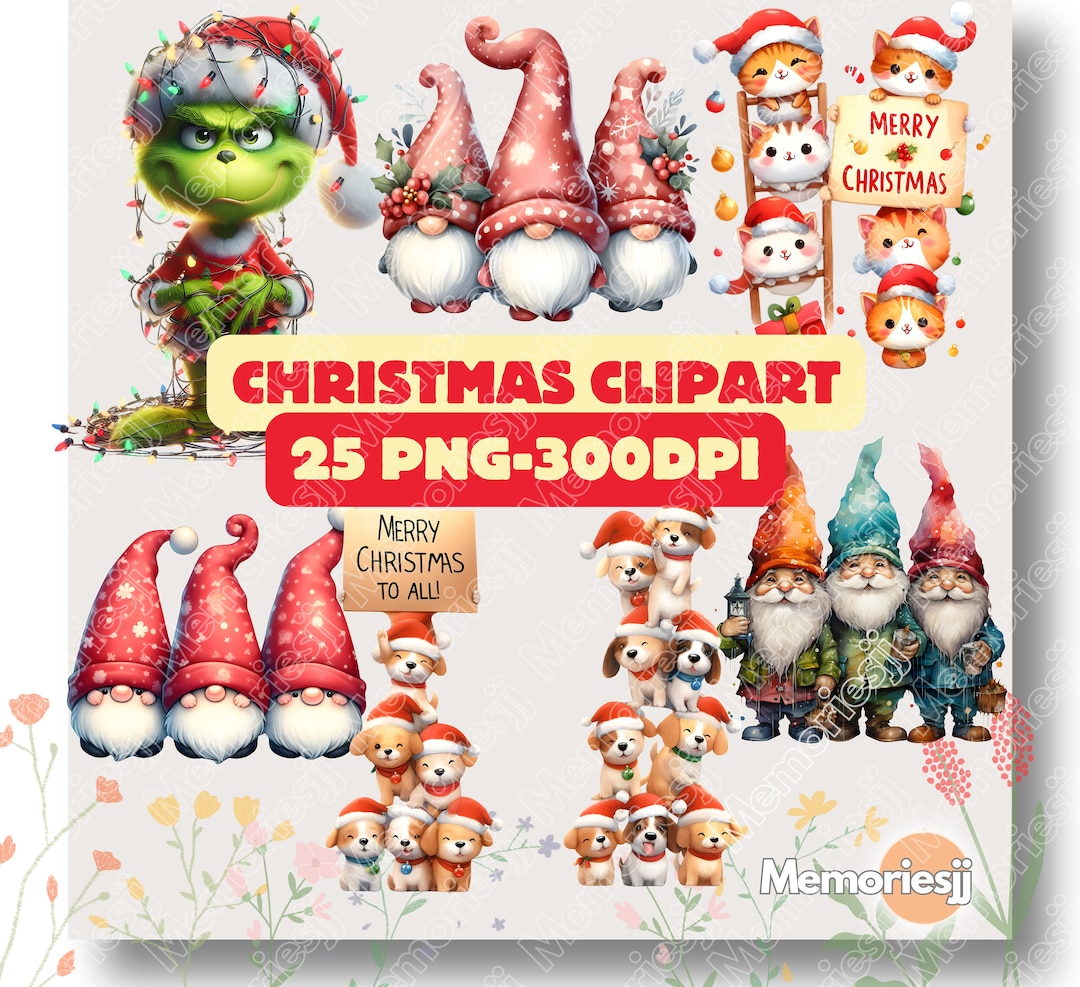 Christmas Clipart PNG Commercial Use Winter Holidays PNG - Etsy