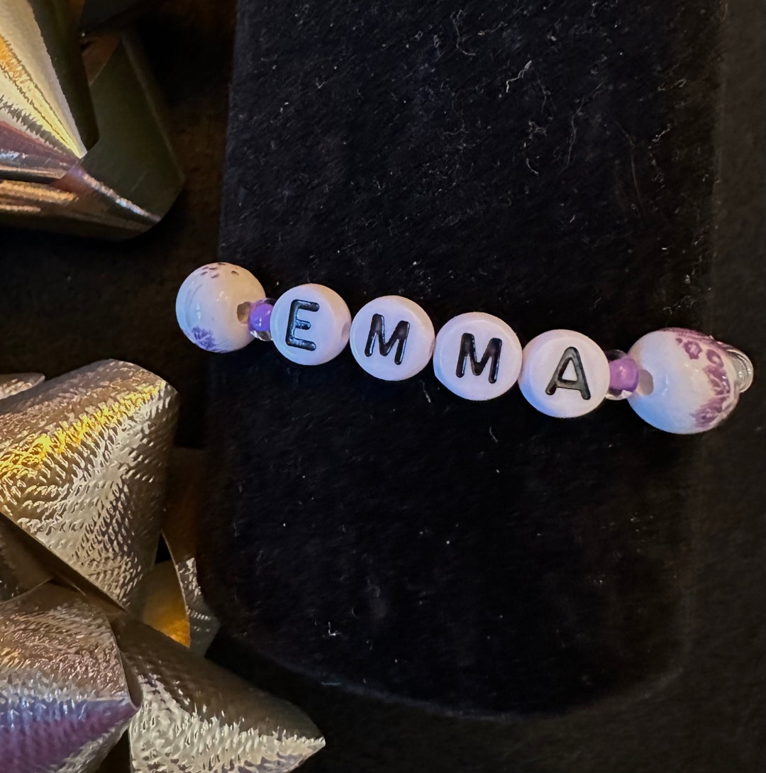 Emma, Customized Elegance: Personalized Name Beaded Bracelet, Stocking ...