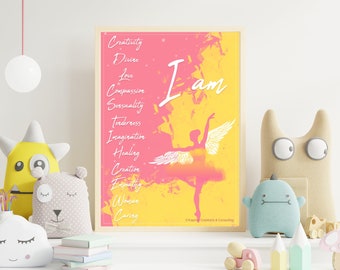 Positive Affirmation Poster i AM LOVE, Wall Art, Wallpaper - Etsy