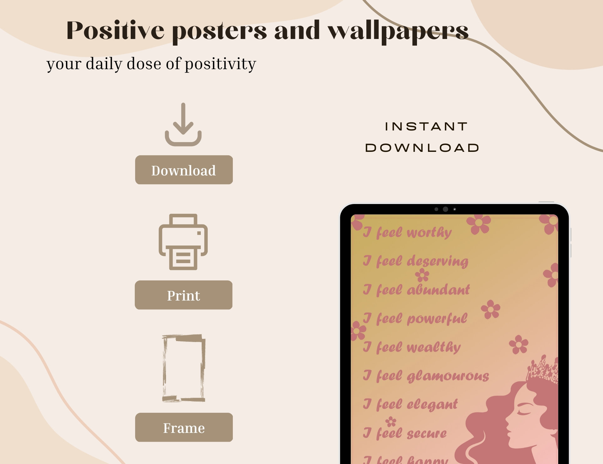 Positive Affirmation Poster queen, Wall Art, Wallpaper - Etsy