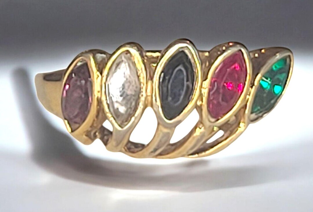 Vintage Lind Ring Faux Gemstones Gold Electroplated Ring 6.75 - Etsy