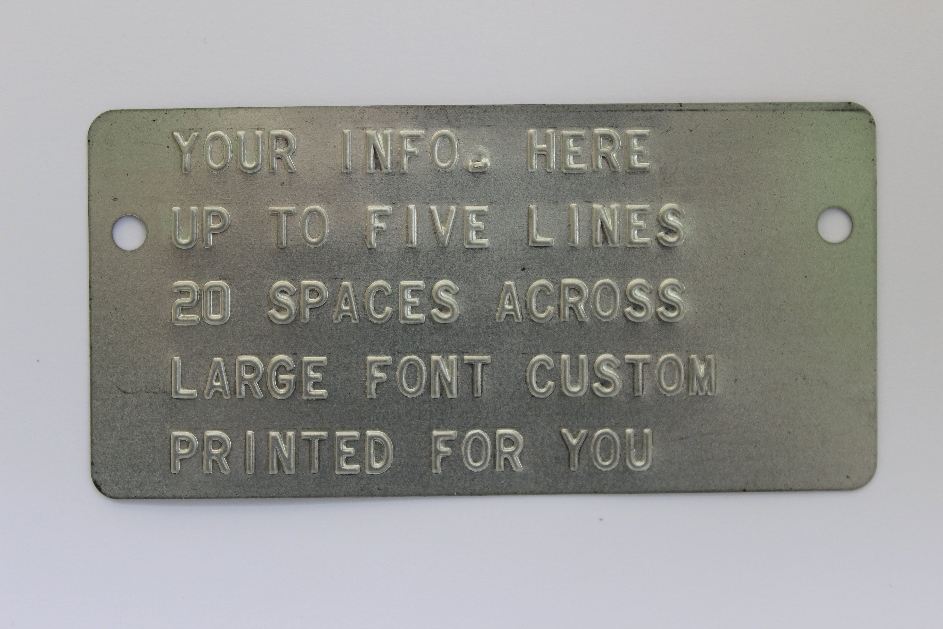 Embossed Metal Personal Plaque Information Plate - Etsy
