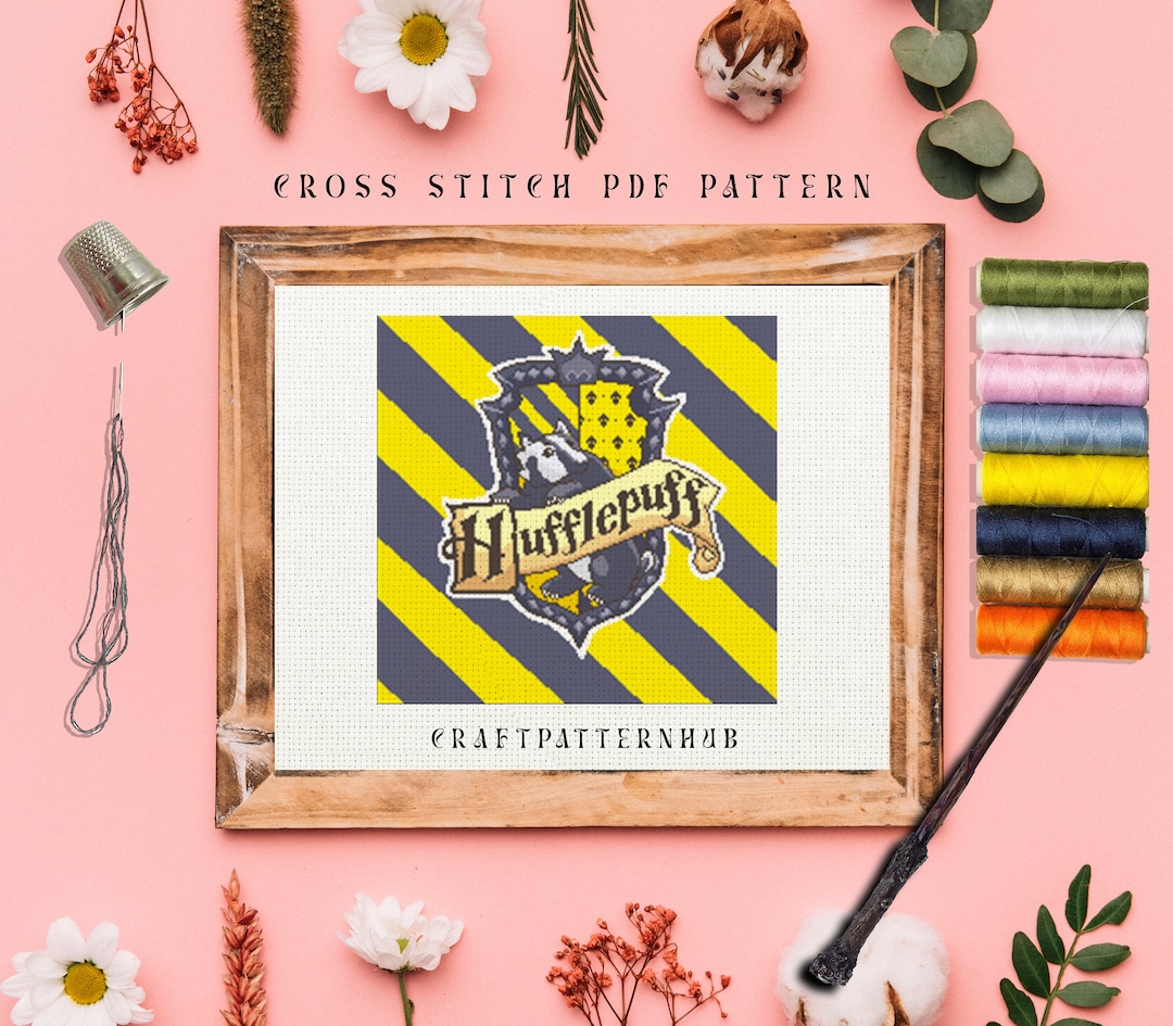Hufflepuff Cross Stitch Pattern, Beginner Embroidery Pattern ...