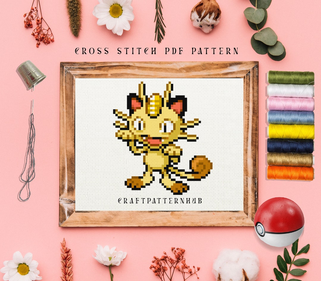 Cat Mew Cross Stitch Pattern Beginner Embroidery Pattern - Etsy