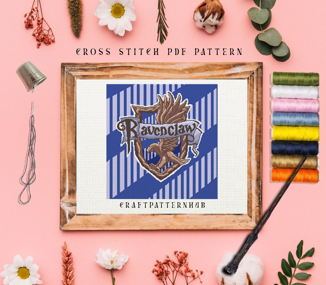 Ravenclaw Cross Stitch Pattern, Beginner Embroidery Pattern, Ravenclaw ...