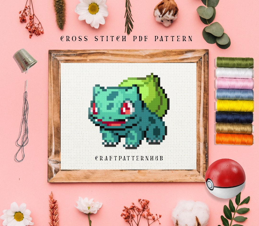 Bulbasaur Cross Stitch Pattern, Beginner Embroidery Pattern, Easy ...