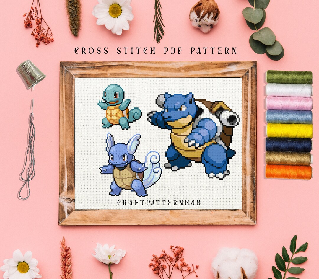 Squirtle Wartortle Blastoise Stitch Pattern, Embroidery Pattern ...