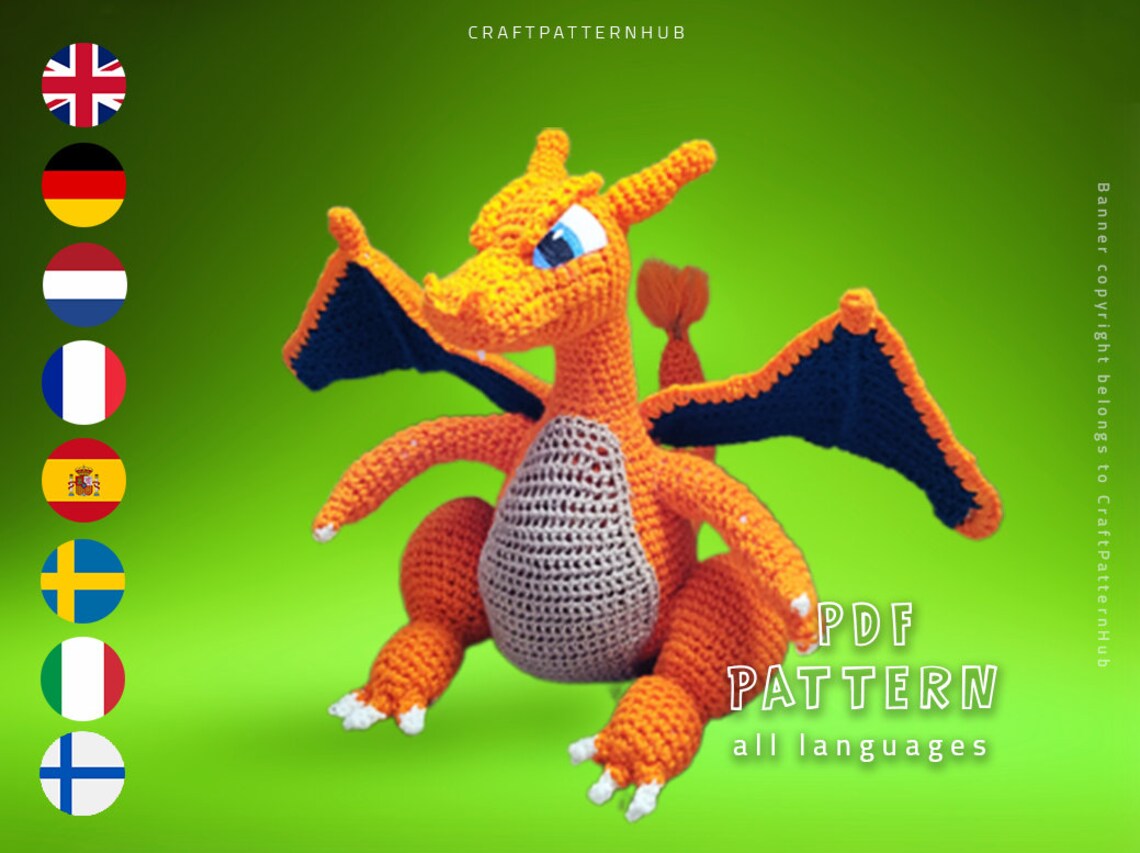 Dragon Crochet Pattern, Amigurumi Pattern, Craft Pattern, Crochet ...