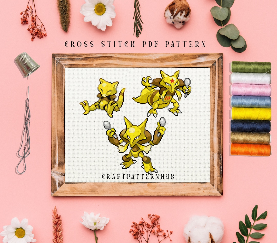Abra Kadabra Alakazam Stitch Pattern, Embroidery Pattern, Pokemon Cross ...