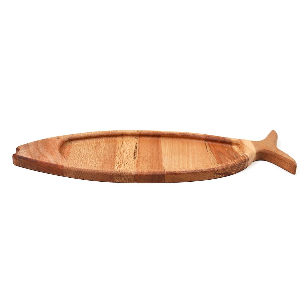 Beech Wood Serving Plate, Wavy Fish Design, Appetizer Tray - Etsy