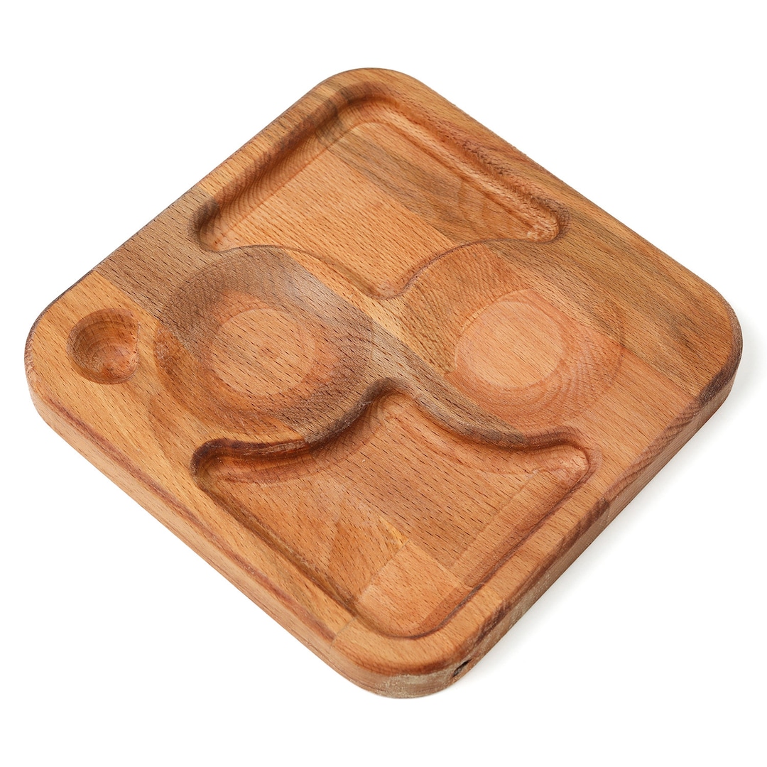 Beech Wood Appetizer Platter, Divided Snack Board, Coffee Plate - Etsy