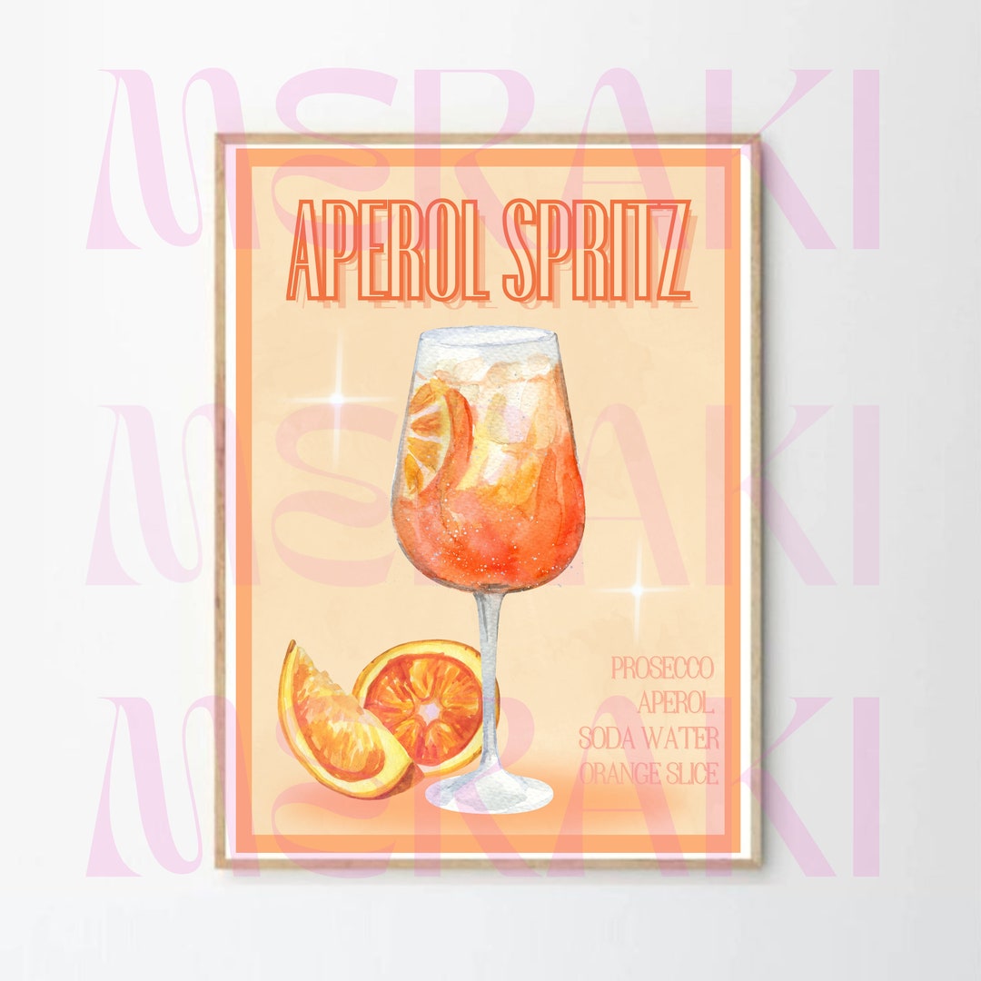 Aperol Spritz Poster, Printable Art, Drinks, Cocktails, Digital Print ...