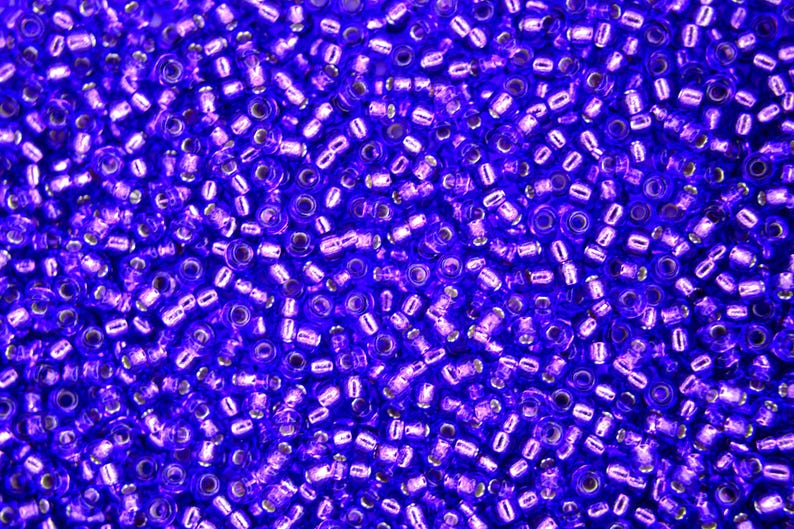 10g MIYUKI 11/0 Round Japanese Seed Beads 2mm 91344 Purple Silver Lined ...
