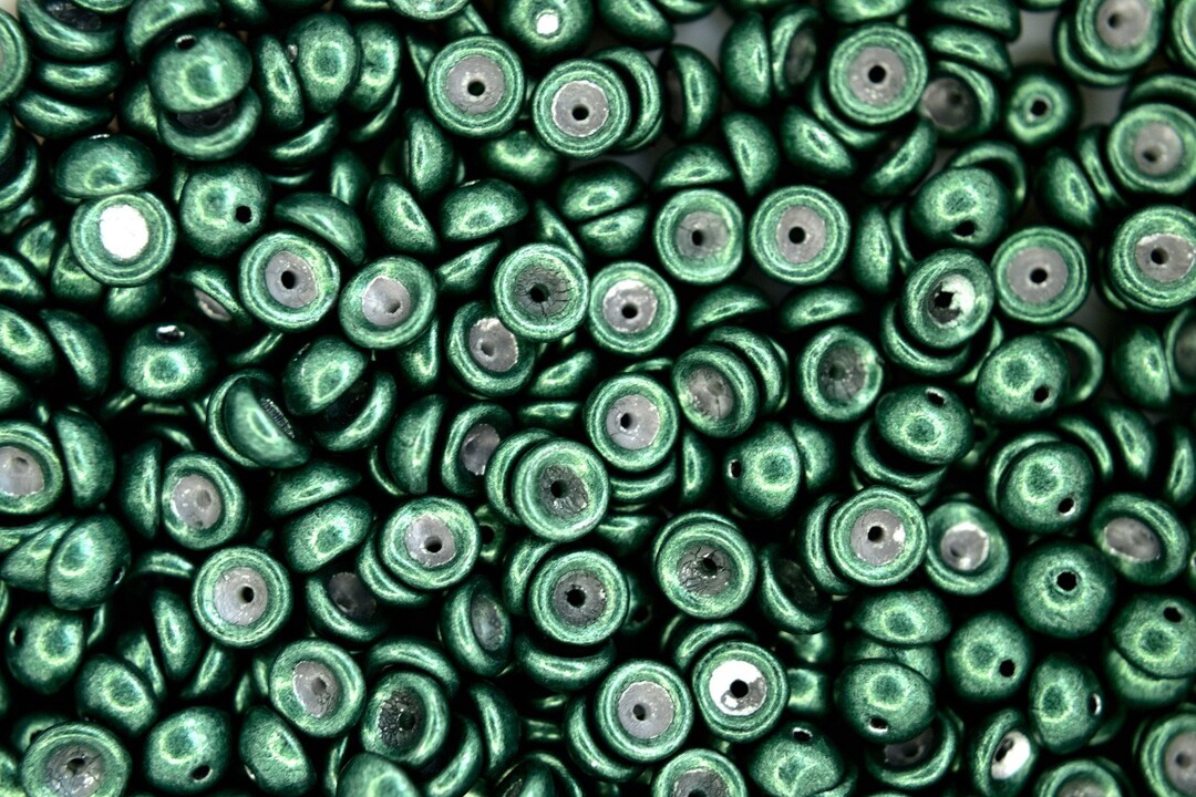 5g Czech Teacup Glass Beads 2x4mm Saturated Metallic Martini Olive ...