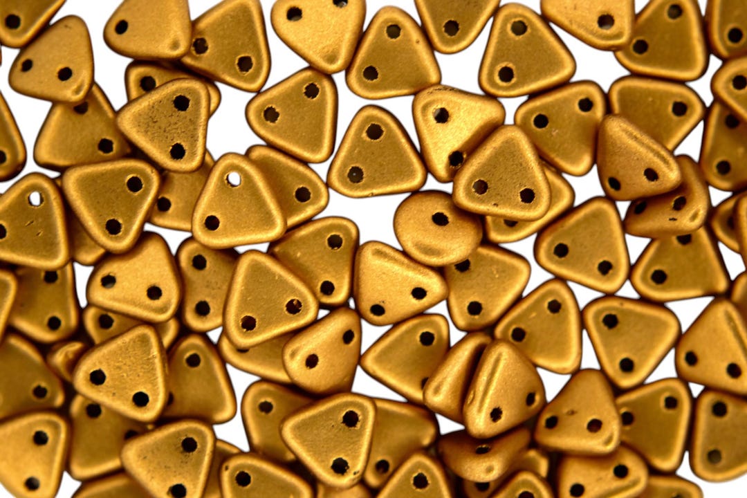 Goldenrod Czech Glass Triangle Beads - 5g Matte Metallic Finish ...