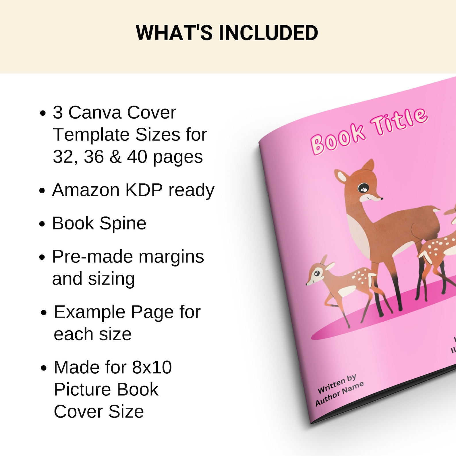 Amazon KDP Childrens Book Cover Template 8x10, Picture Book Cover ...