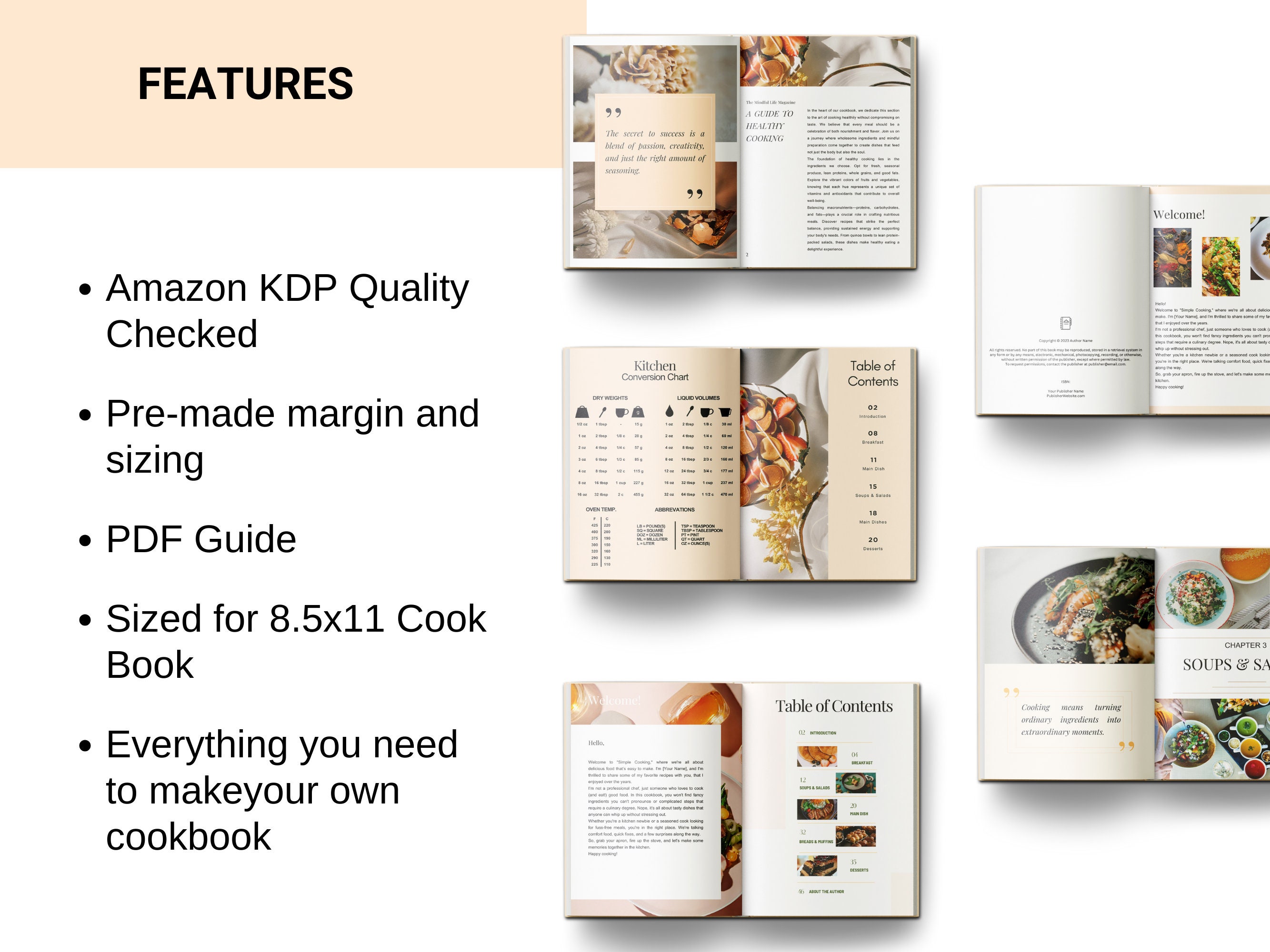 Cookbook Template KDP, Recipe Template Canva, Custom Recipe Book ...