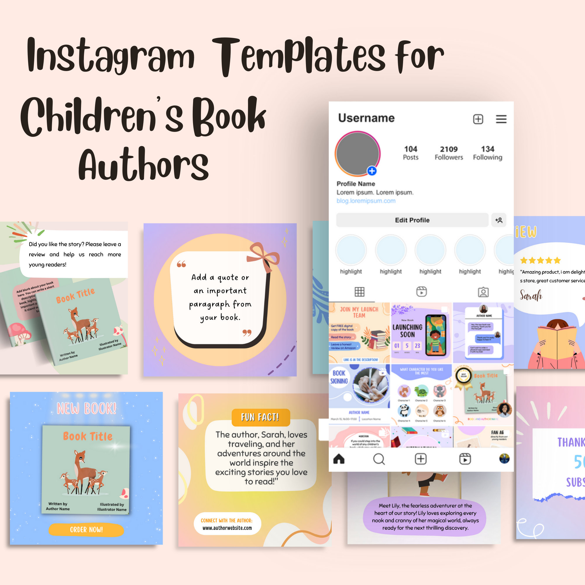 Instagram Templates Childrens Book Authors, Instagram Canva Template ...
