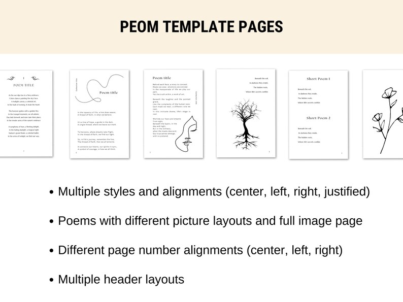 Poetry Book Template 5.5x8.5 KDP, Canva Poem Book Template, Interior ...