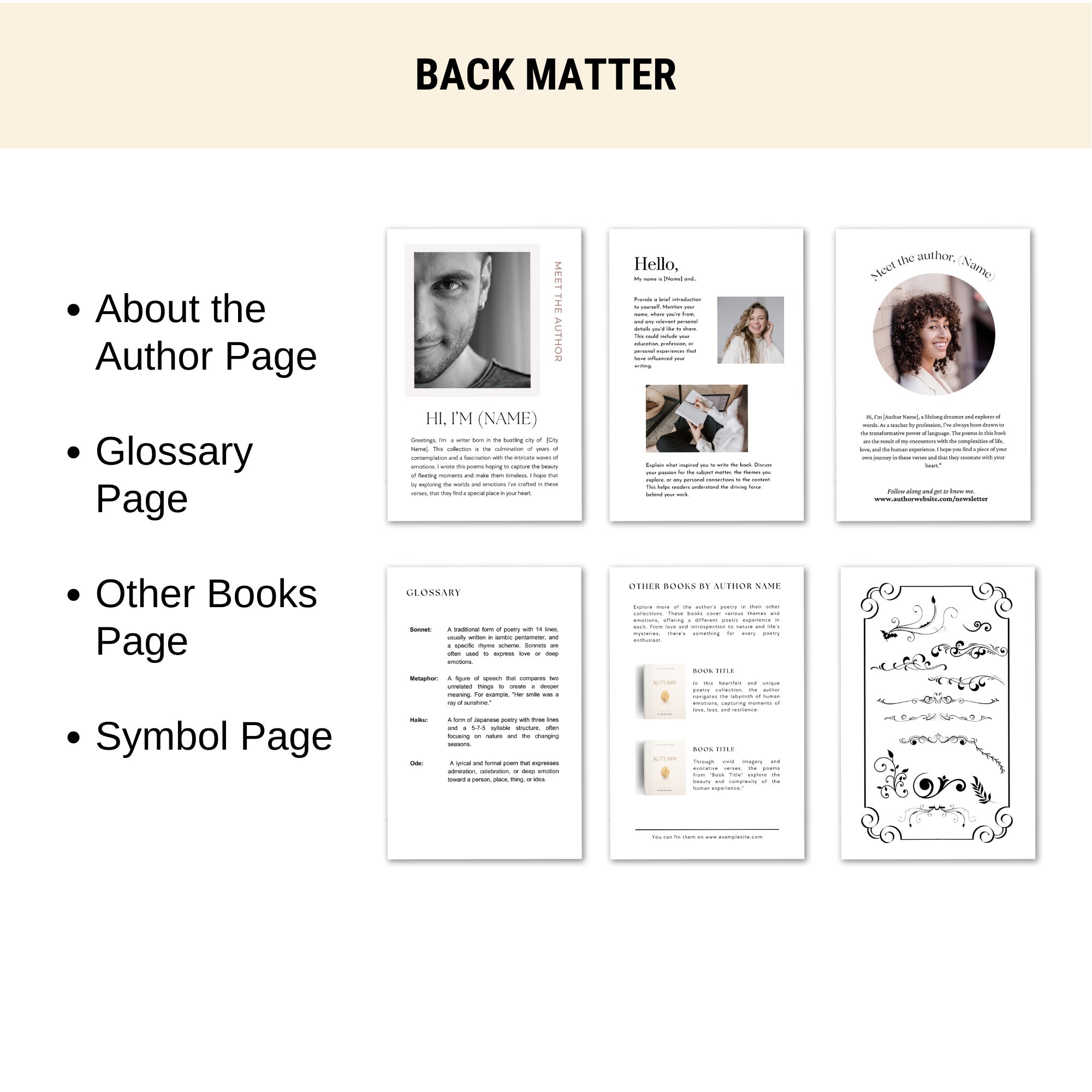 Poetry Book Template 5.5x8.5 KDP, Canva Poem Book Template, Interior ...