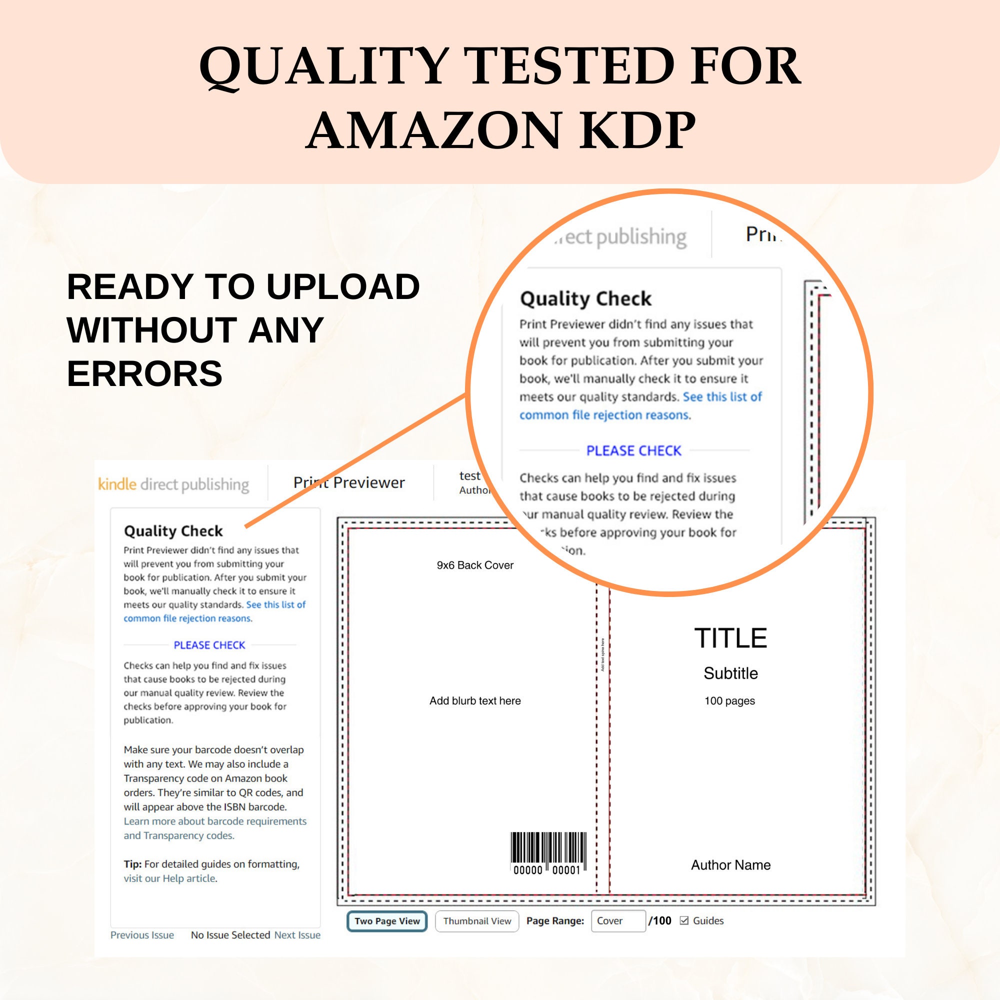 KDP Cover Templates 6x9, 100-190 Pages, Amazon Kdp Paperback Bookcover ...